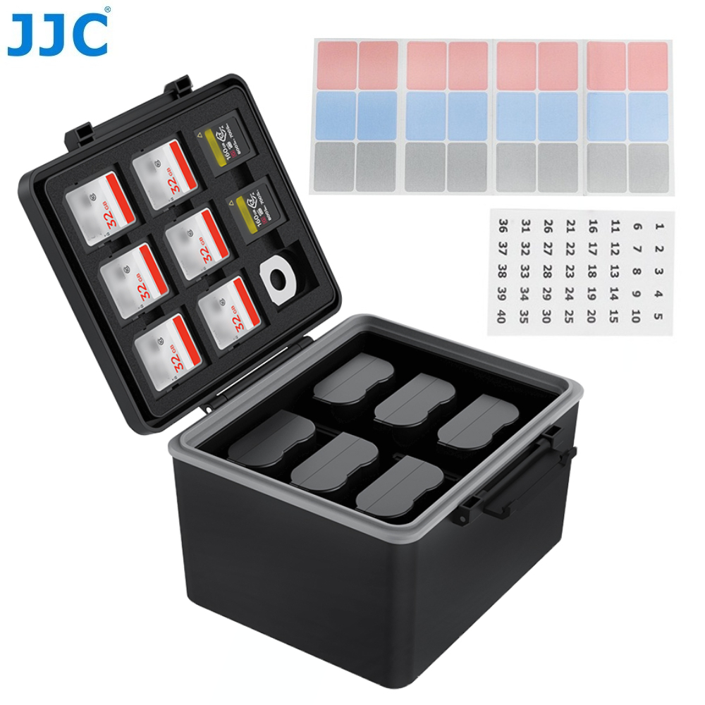 JJC Camera Battery Case Storage Holder Box 6 Slot Vertical Batteri Organizer for SD MicroSD ...