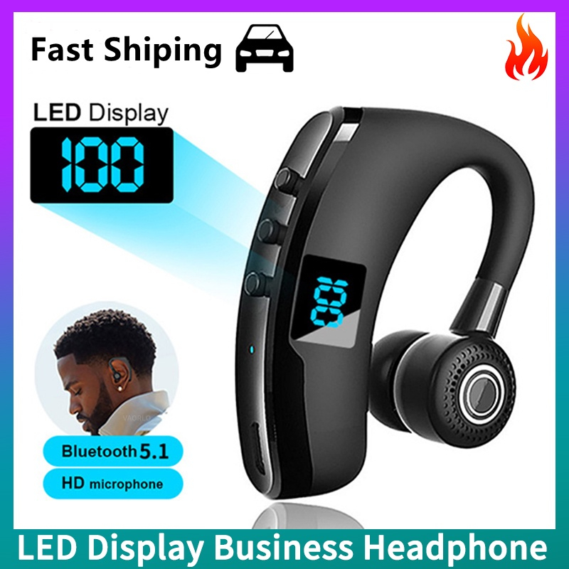 V8 V9 Wireless Handsfree Bluetooth Headset Stereo Earphones Business Ear Hook Headphone With Mic ...