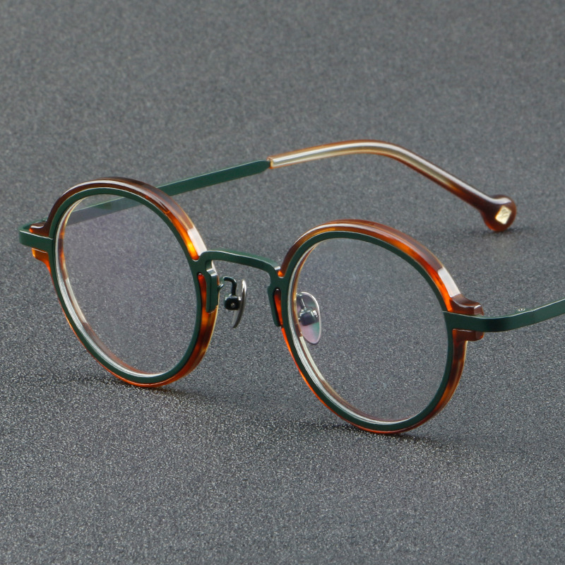 2025 Vintage Round Spectacles Frame Men Plate Glasses frame Women Metal ...