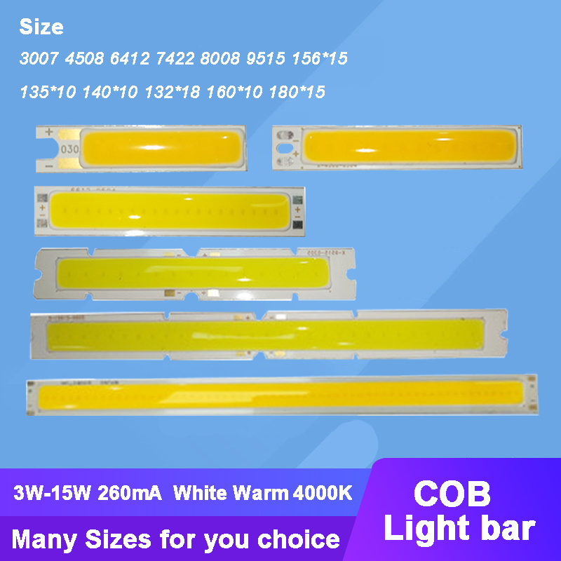 2pcs Input 260mA 3W - 15W Warm White 4000K LED COB Light Bar with Multi ...