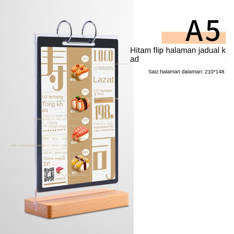 Restaurant Table Menu Poster Calendar Wooden Page Flip Table Card ...