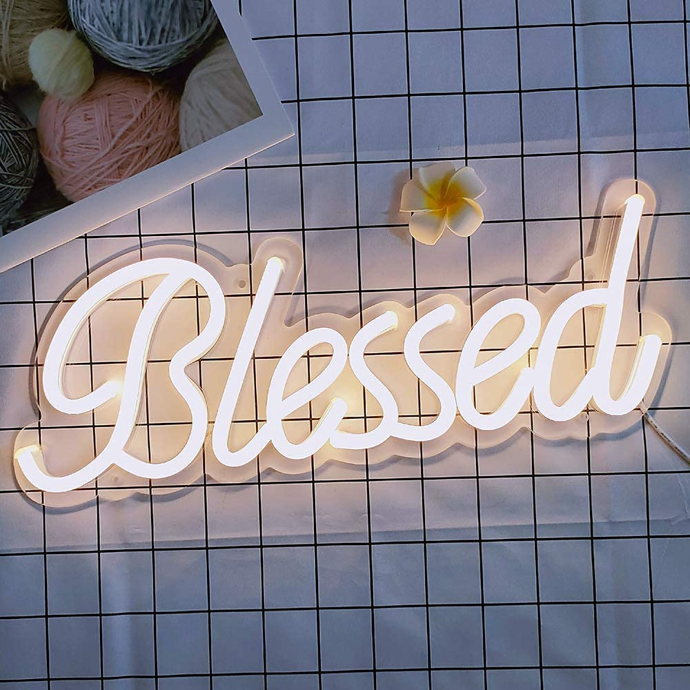 Blessed Neon Sign, warm white Neon Lignt USB Powered LED Neon Light for ...