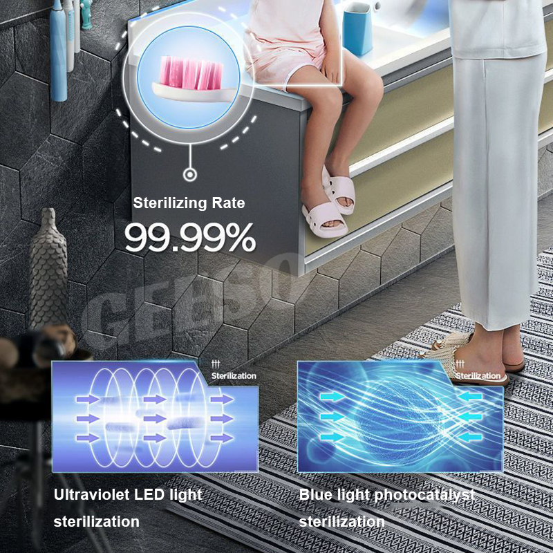 GEESO Toothbrush Sterilizer UV Light Toothpaste Dispenser Squeezer ...