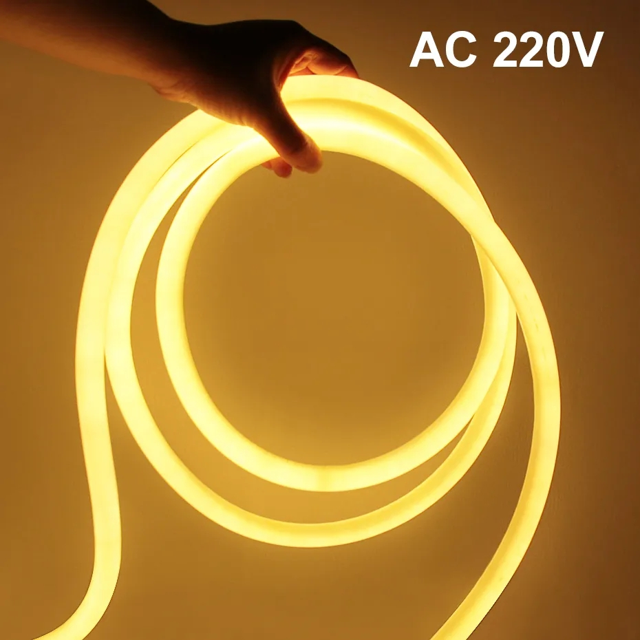 360 Round LED Neon Strip Lights 220V 120LEDs/m Flexible Tube Tape ...