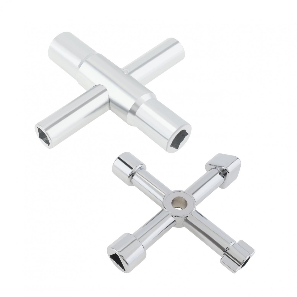 4 In 1 Silver Cross Tap Key Wrench for Faucets / Valve Faucet Cabinet ...