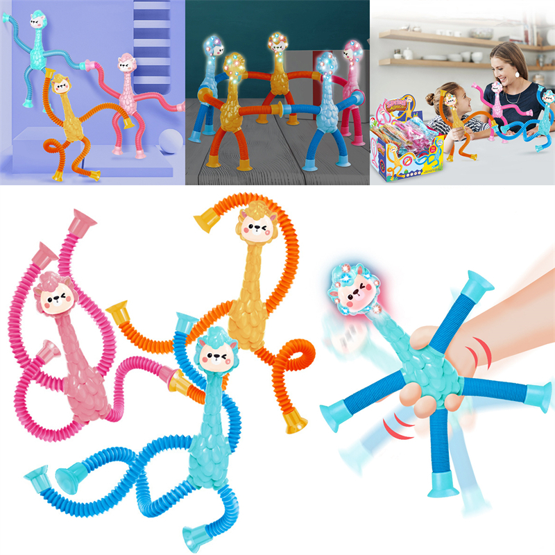 Children Suction Cup Toys Pop Tubes Stress Relief Telescopic Alpaca ...