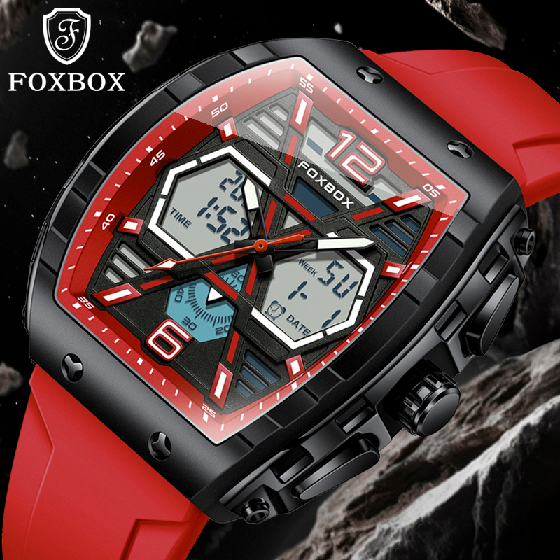 FOXBOX Men Digital Watch Waterproof Sport Stopwatch Alarm Clock Dual ...