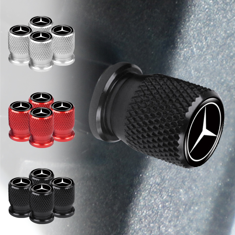 4pcs Aluminium Car Tire Anti-leak Cap Threaded Styling Car Logo Wheel ...