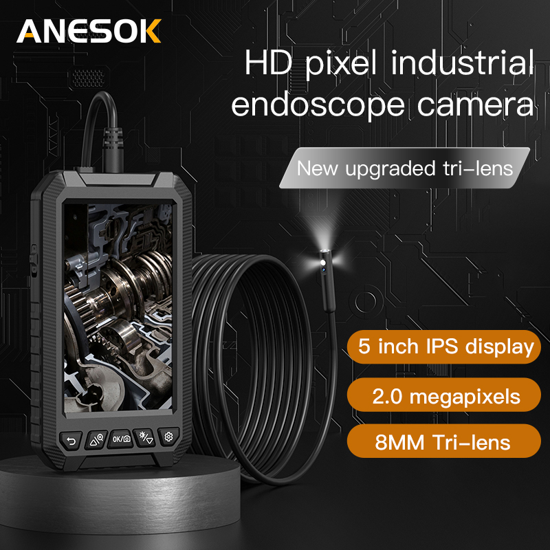8mm Dual Lens Industrial Endoscope Camera 1080P 5 Inch IPS Screen With ...