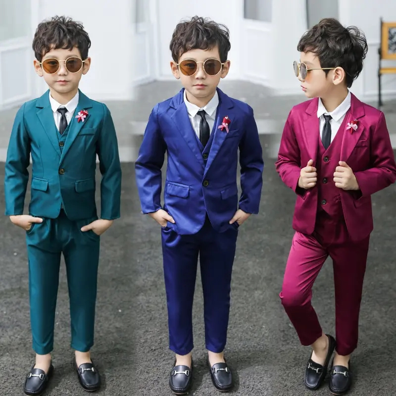 3Pcs Kids Boys Jacket Shorts Vest Attire Set Short Sleeve Suit Toddlers ...