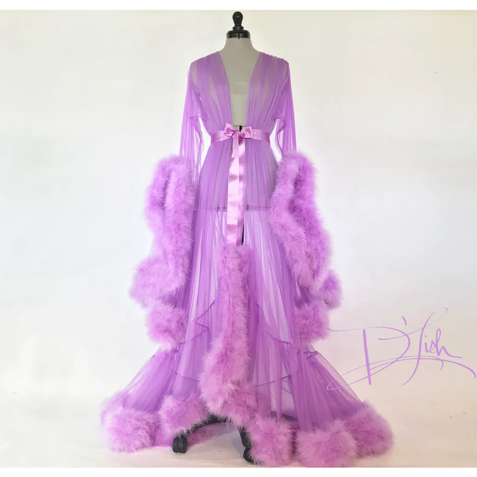 Luxury Sexy Lace Night Robe Women Kimono Night Maxi Dress Gown Mesh ...