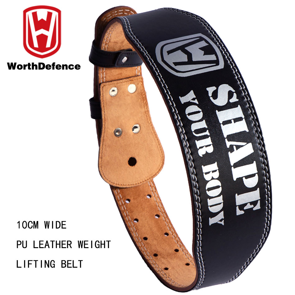 Worthdefence 10cm Wide PU Leather Weight Lifting Belt for Men Gym ...