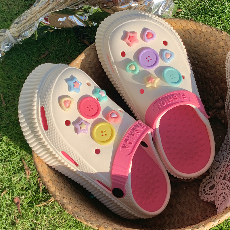 14pcs/set Button Up Shoes Charm Double Layer Love Star Croc Jibz Button ...