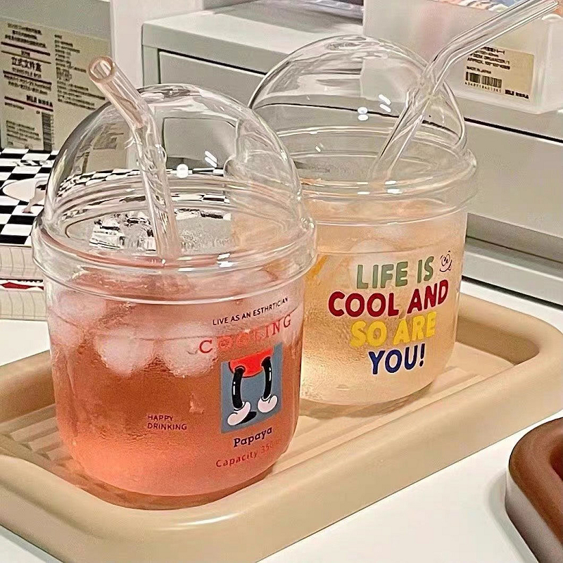 Borosilicate Glass BoBo Cup Transparent Large Capacity Cute Juice Milk ...