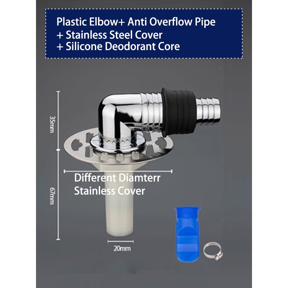 Plastic Elbow Joint + Anti Overflow Pipe + Different Diameter Stainless ...
