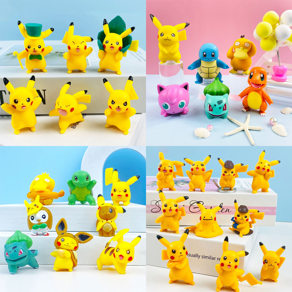6Pcs/8Pcs/10Pcs/Set 3-6cm Pokemon Anime Figure Pikachu Eevee Ditto ...