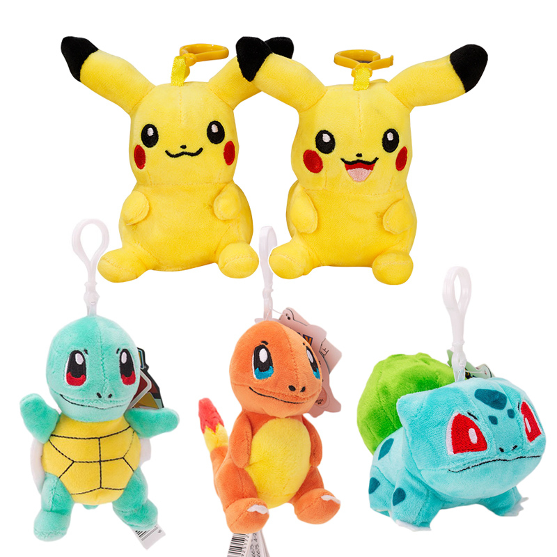 5 Style 12cm Pokemon Key chain Plush Pikachu Bulbasaur Charmander ...