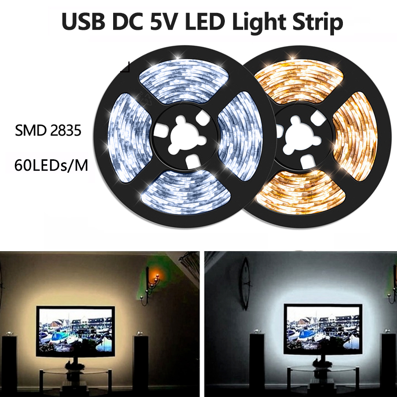 LED Flexible USB Light Strip DC 5V Light Strip 5M White/Warm White ...