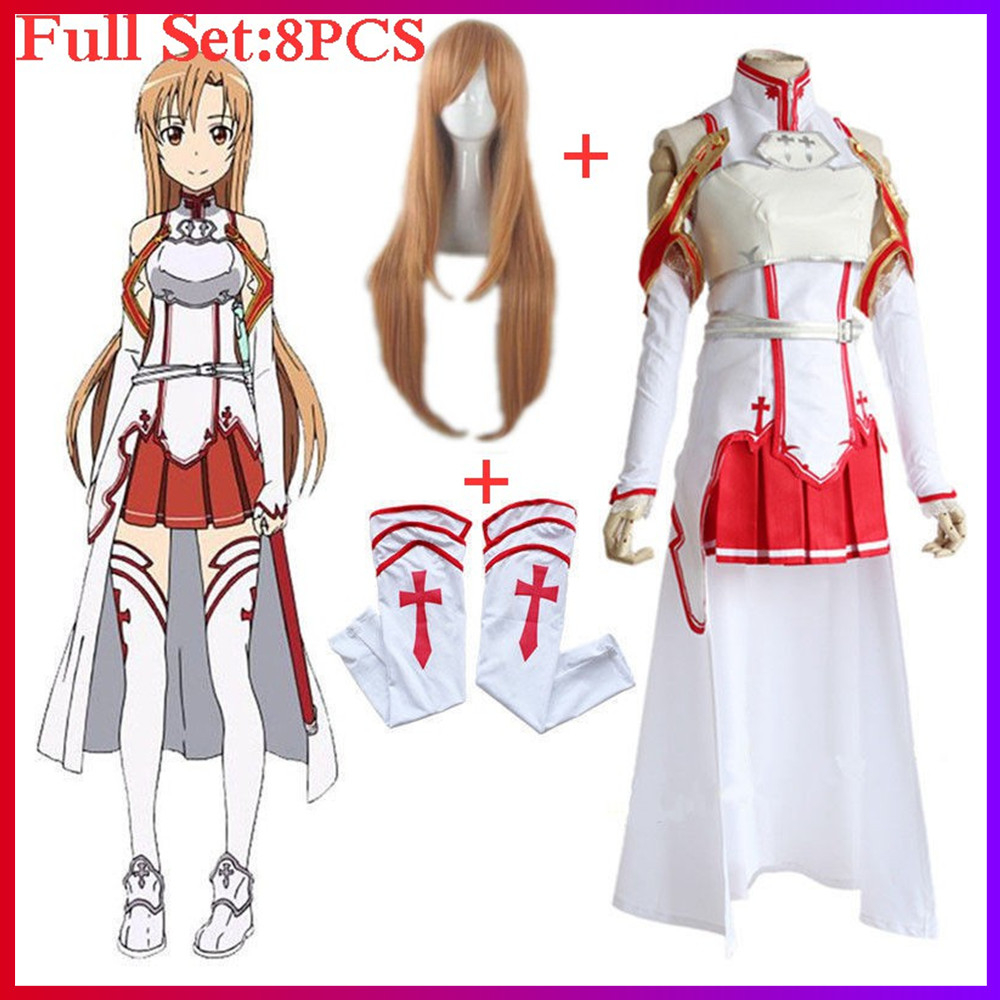 Anime Sword Art Online Asuna Yuuki Dress Cosplay Costumes Uniform for ...