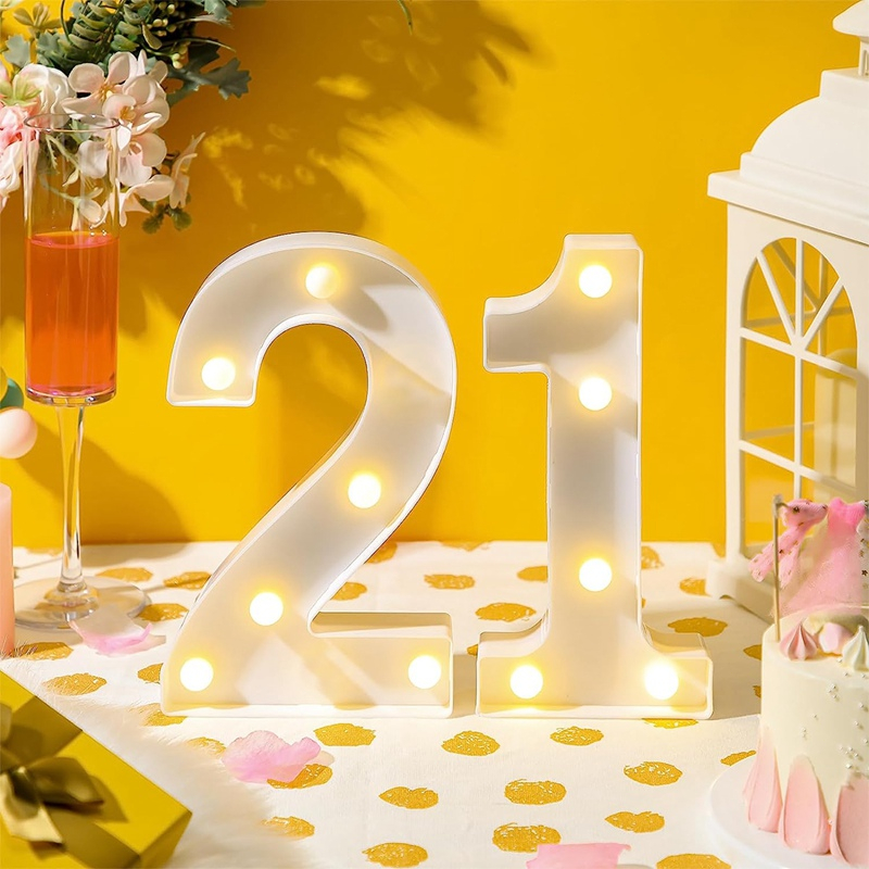 21CM Number Light Up 3D LED Night Lamp 0-9 Digital Plastic Marquee Sign ...