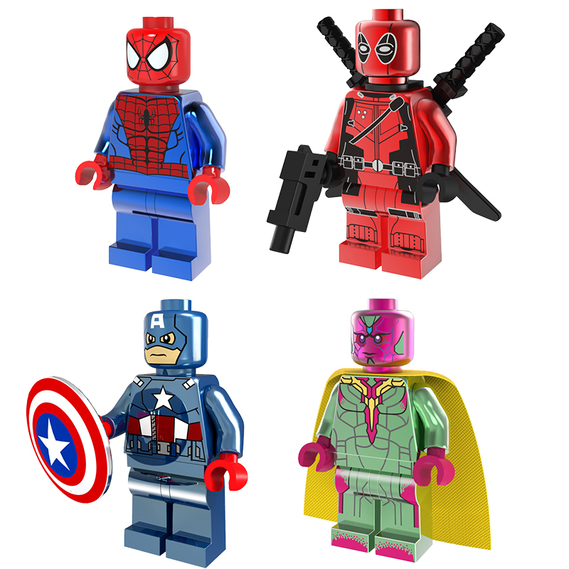 Superhero Building Block Minifigure Spider-Man Deadpool Captain America ...