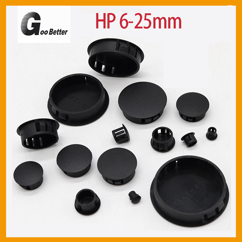 Black Plastic Hole Plug 6-25mm Circular Nylon Plug Furniture Hole ...