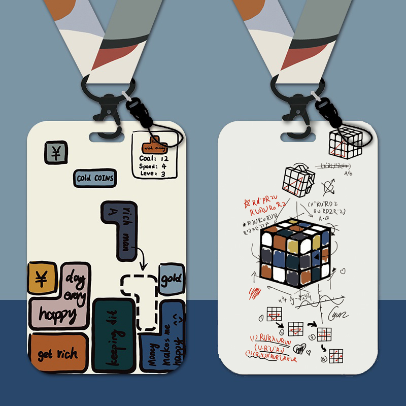 Cartoon Rubik's cube card cases campus student meal card bus card ...