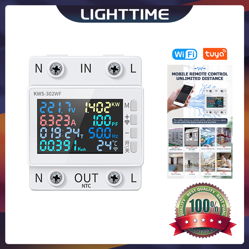 8 In1 Din Rail With Wifi Electricity Digital Power Energy Meter Watt Kwh Wattmeter Monitor Multi ...
