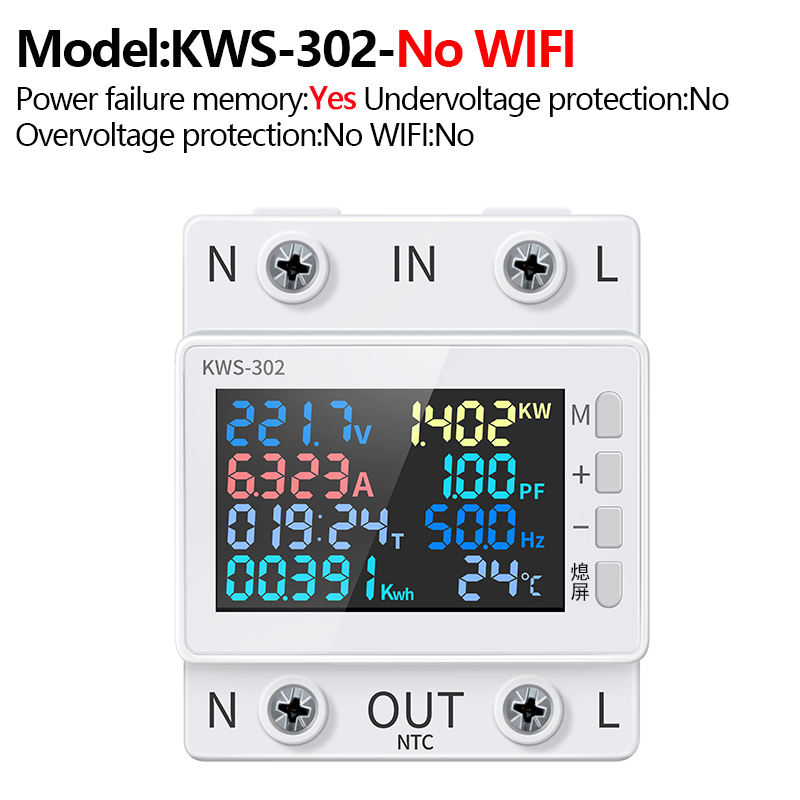 8 In1 Din Rail With Wifi Electricity Digital Power Energy Meter Watt Kwh Wattmeter Monitor Multi ...