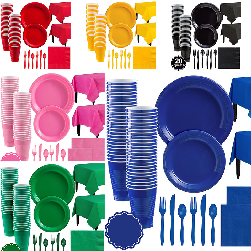 Monochrome Plastic Plate Cup Tablecloth Birthday Party Baby Shower ...