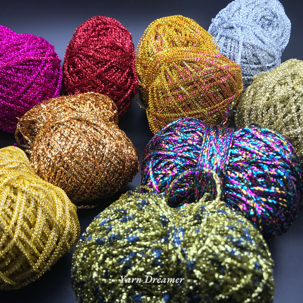 Benang kait Bling Hollow Crochet Yarn Hand Knitting Yarn DIY Knit yarn ...