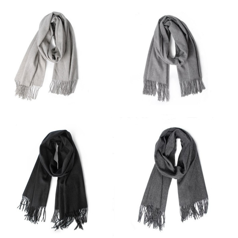 Men Scarf Soft Winter Warm Scarves Unisex Cashmere Long Fringe assel ...