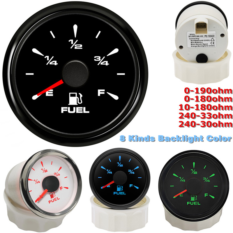Hot Sale 52mm Auto Point Fuel Level Gauges 0-190ohm 0-180ohm Input Signal Marine Black Fuel ...
