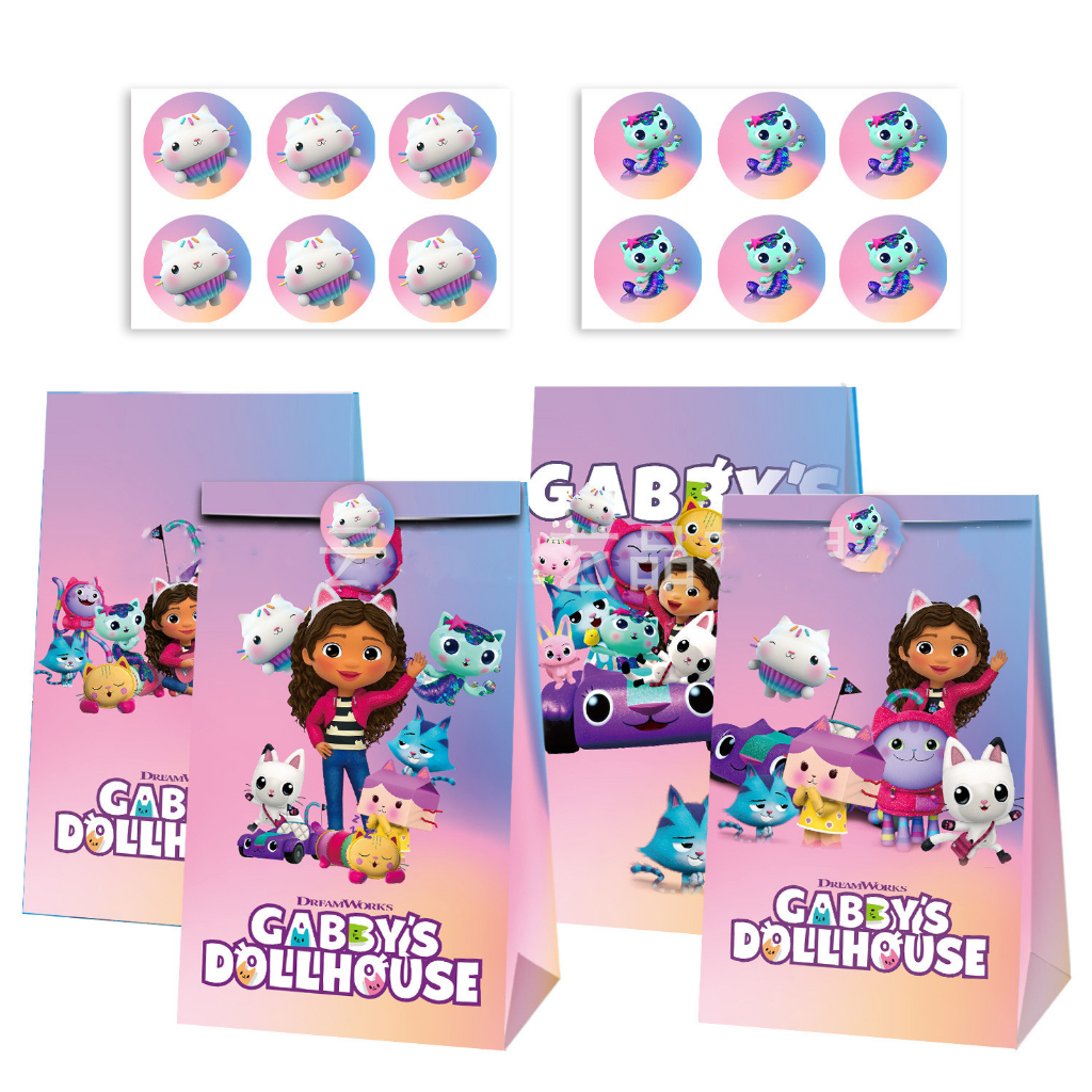 12pcs Gabby Dollhouse Cats Birthday Party Deco Paper Gift Bag Favor ...
