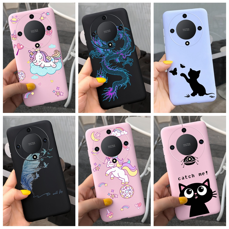 For Honor X9 X9a 5G Case ANY-NX1 RMO-NX1 Cover Cute Cartoon Dragon Cat ...