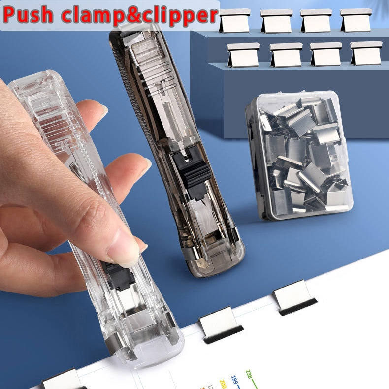 Pusher Clamp+50Pcs Clip Latest Stapler Paper Fixing Organizing Stapler ...