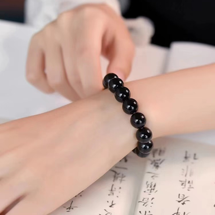 Gelang Hitam Bracelet Obsidian Black Stones Adjustable Bracelet Women ...