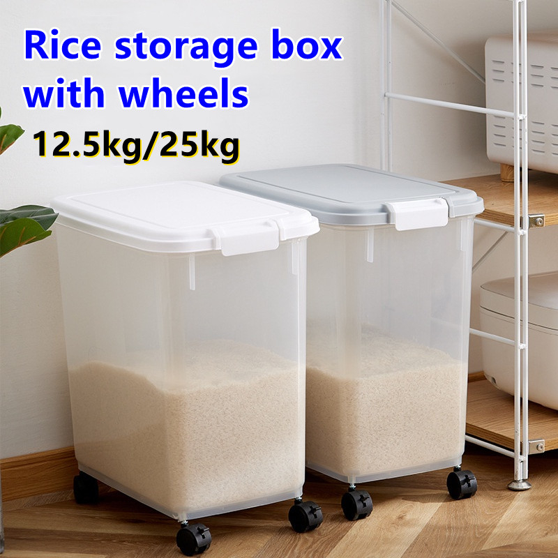 Rice Storage Bucket 13kg 25kg Grains Bucket Moisture-proof Sealed ...