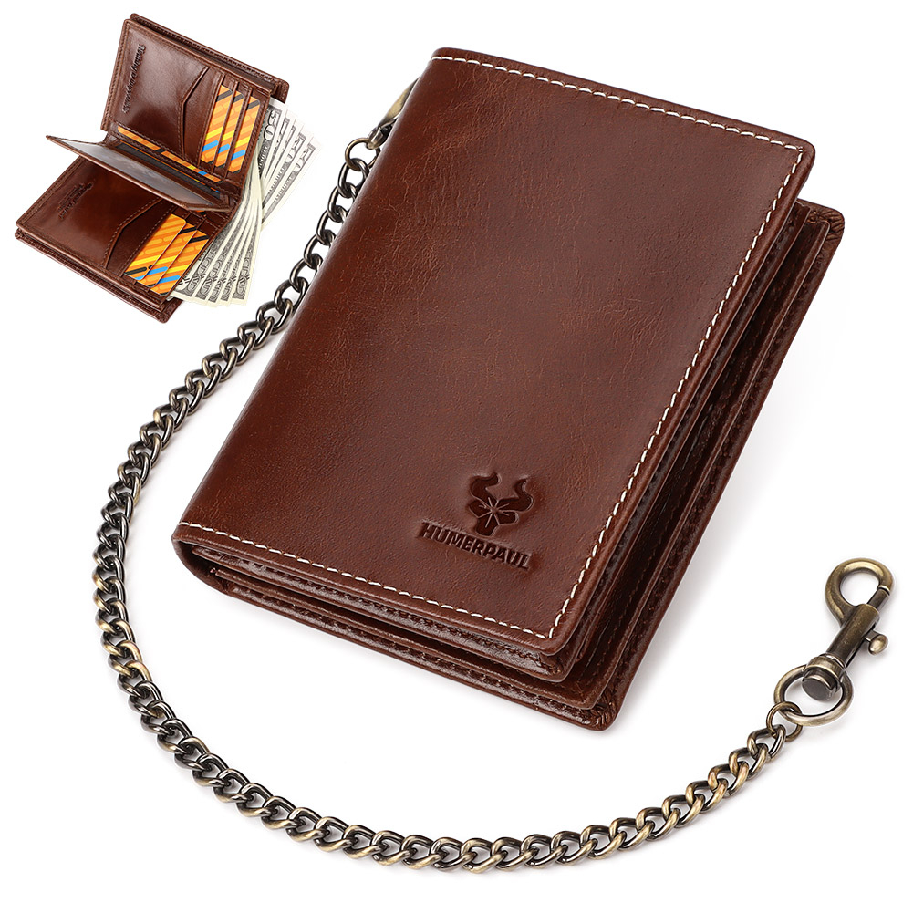HUMERPAUL Men Wallet Slim Wallet Card Holder Cow Leather Double Fold ...