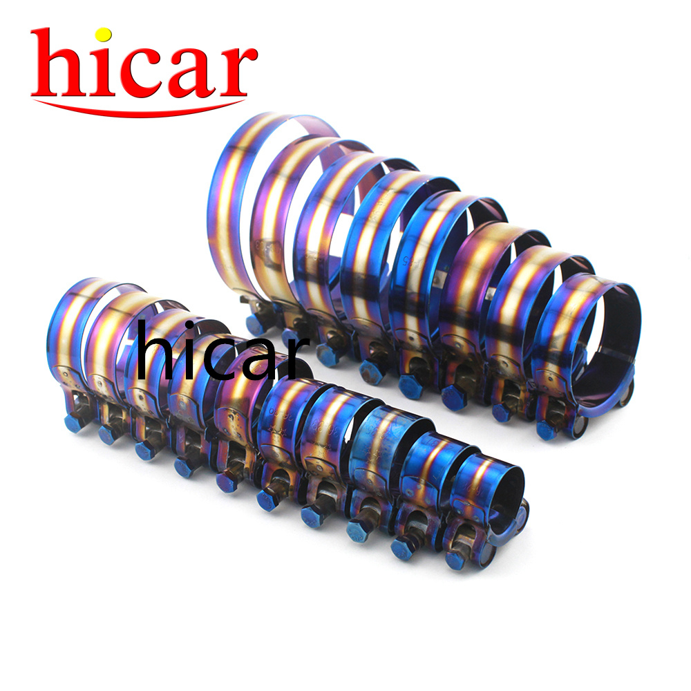 304 Titanium Blue Stainless Steel Hose Clamp Kit Adjustable Titanium ...