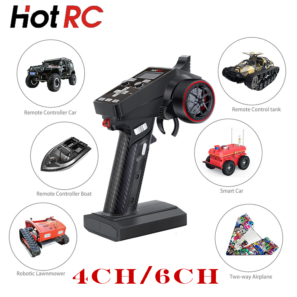 NEWEST HOTRC CT-6A 2.4GHz 6CH 4CH One-handed Control Radio Transmitter ...
