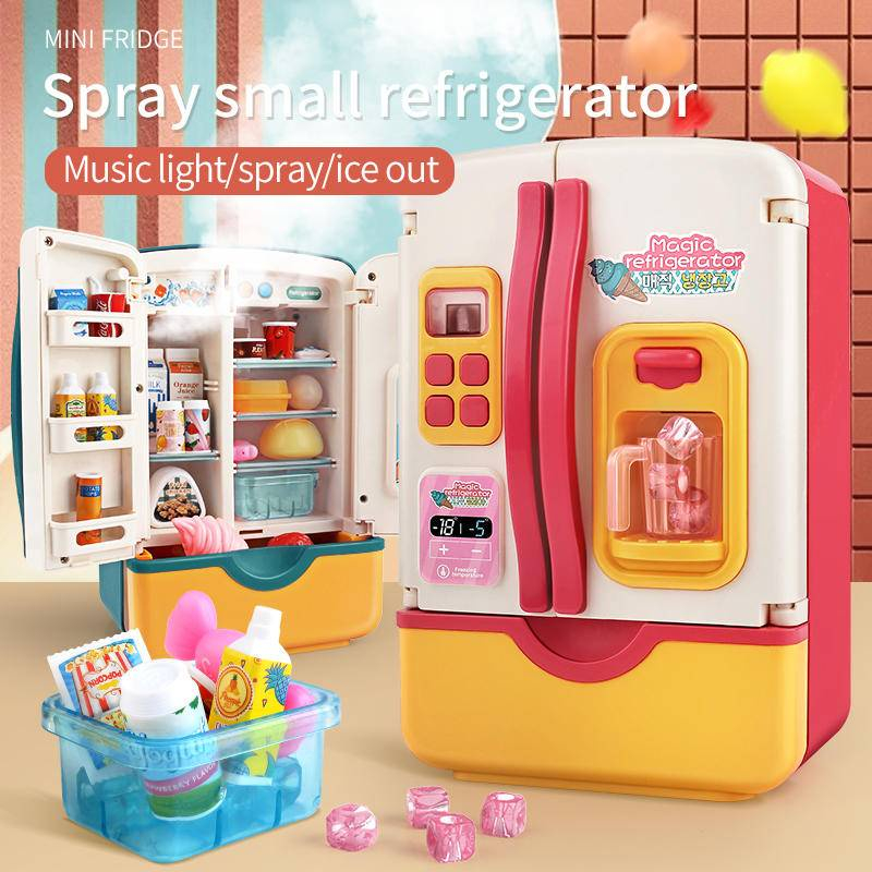 Kids Pretend Play Kitchen Playset Refrigerator Fridge Simulation ...
