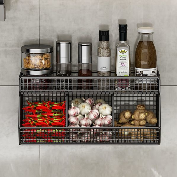 Kitchen Storage Wall-Mounted Rack Storage Rack Onion Ginger Garlic ...