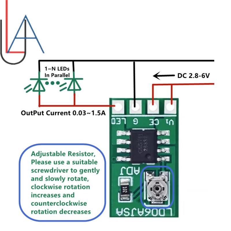 New 30-1500MA Adjustable Constant Current LED Driver DC 3.3V 3.7V 4.2V ...
