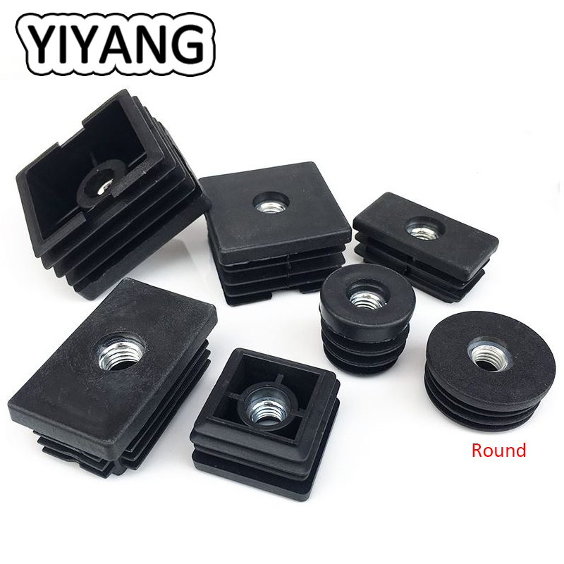 M8 Adjustable Black Plastic Tube Plug Pipe Tubing Inner Plugs Foot Pads ...