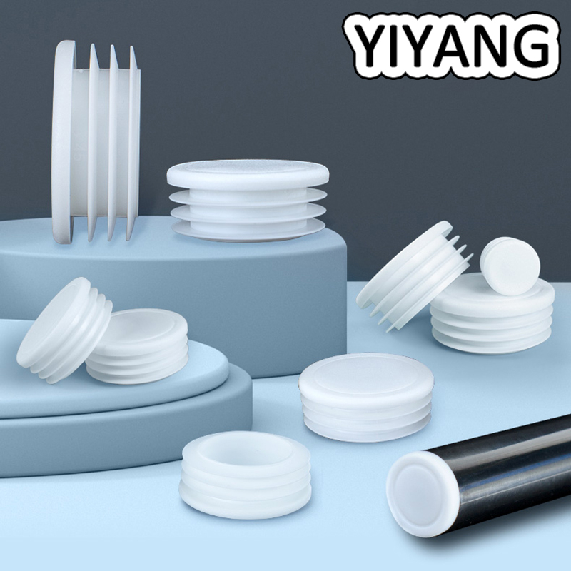 14mm-80mm White PE Plastic Round Tube Plug Pipe Head Cap Table Chair ...