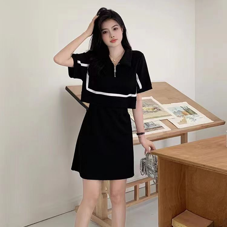 (M-5XL) Korean Style Large Size Women's Fake Two Piece Casual Dress ...