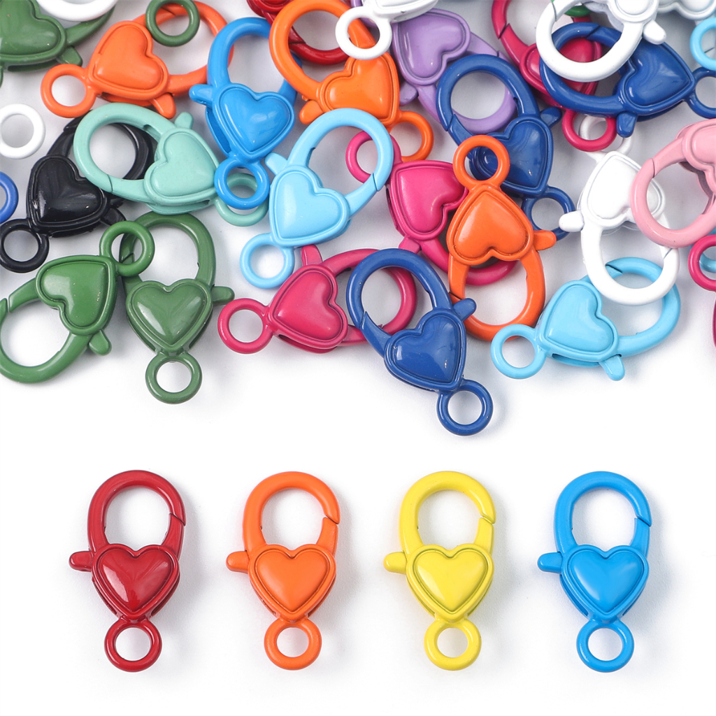 Multicolor Alloy Spray Painted Heart Shaped Keychain Connector For DIY ...