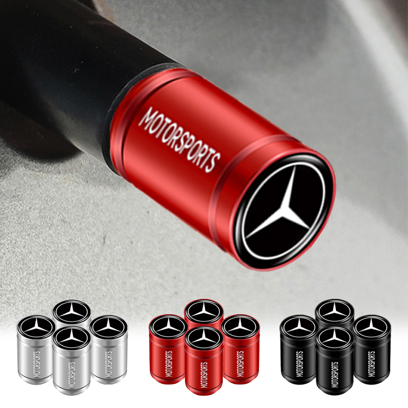 4pcs Aluminium Car Tire Dust-proof Cap Sport Styling Cylindrical Wheel ...