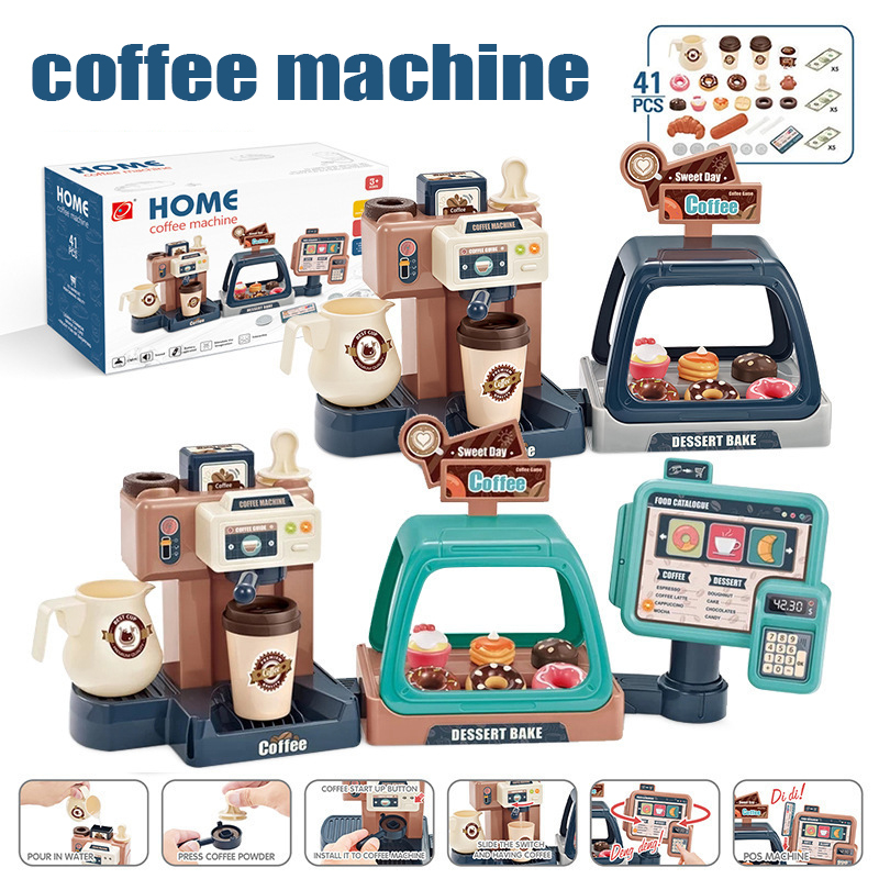 Kids Coffee Machine Kids Cash Register Playset Simulation Coffee shop ...